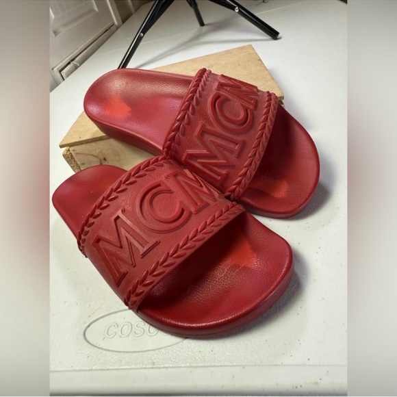 MCM | Shoes | Mcm Bold Red Slide Sandals Size 37 Us 7 | Poshmark
